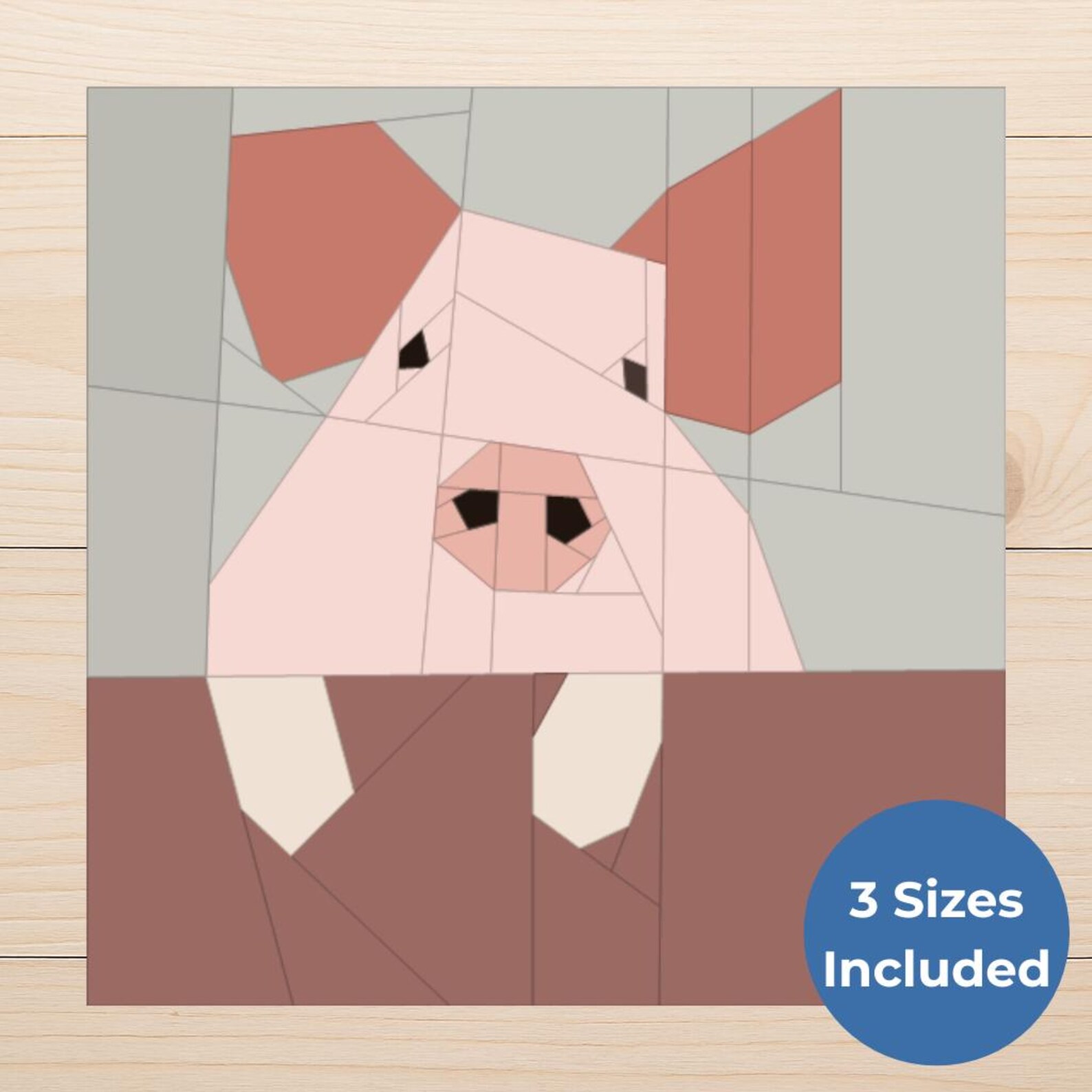 Pig Quilt Block FPP Pattern – Farm Animal Paper Piecing Template for ...