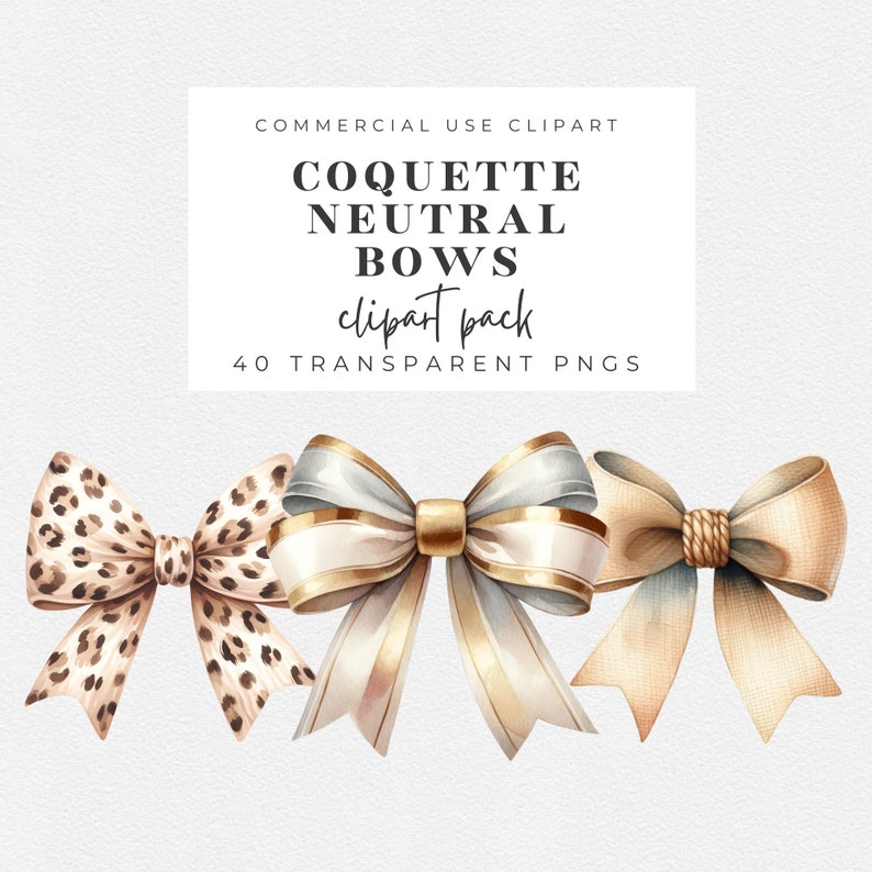 Coquette Neutral Bows Clipart Pack 40 High-resolution Transparent Pngs ...