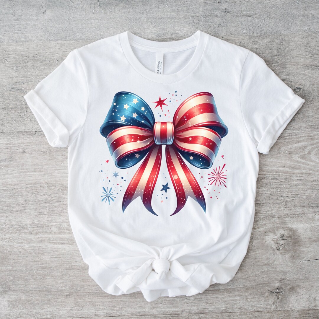 Coquette Fourth of July Clipart Patriotic Stars and Stripes Bow Digital ...