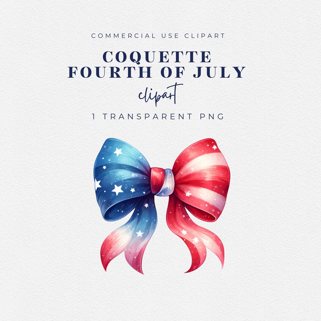 Coquette Fourth of July Clipart Twilight Stars and Stripes Bow Red ...
