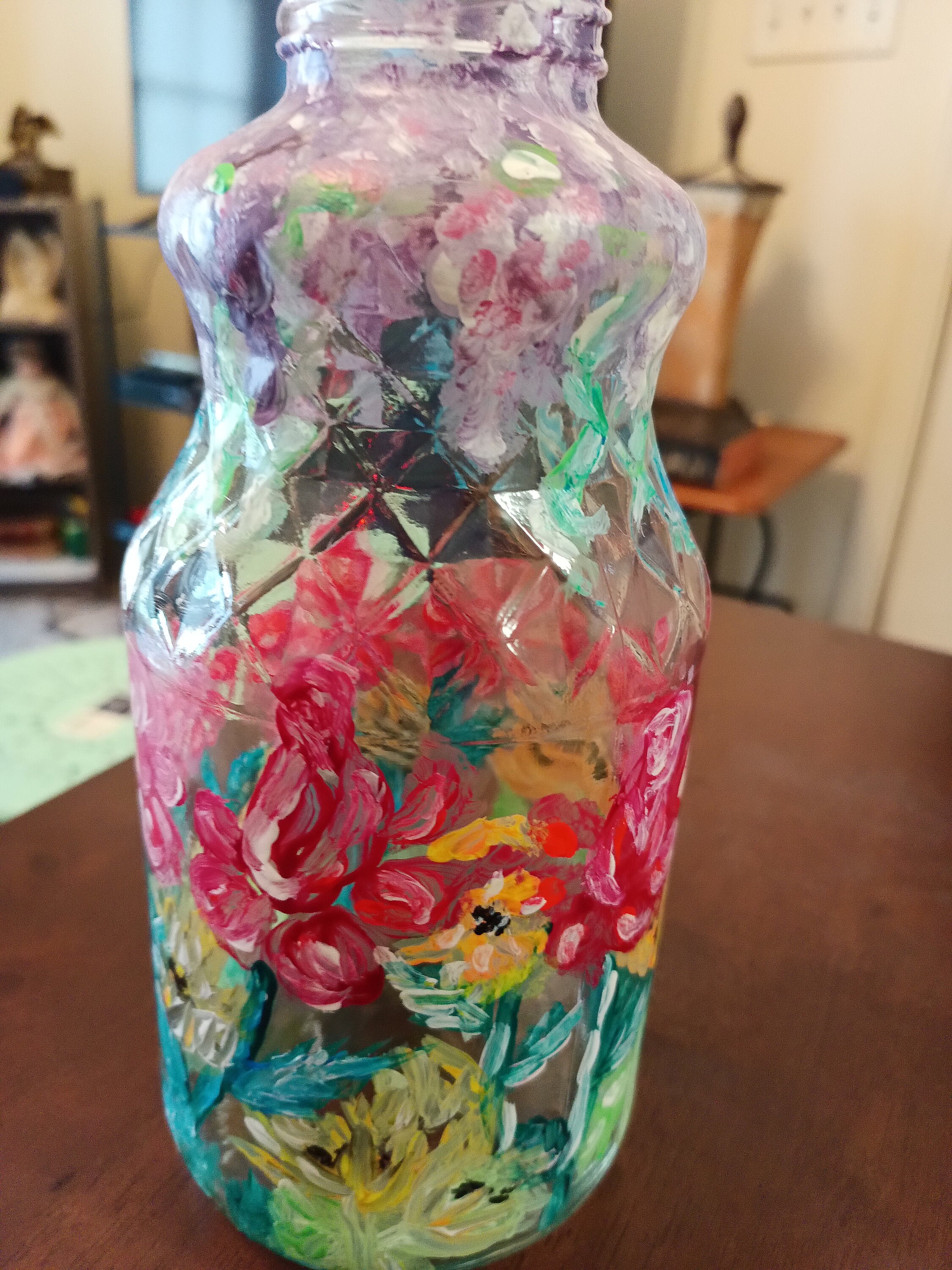 Hand Painted Glass Vase Signed by Artist - Etsy