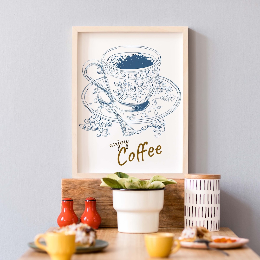 Coffee Decor Printable, Retro Coffee Wall Art, Vintage Coffee Cup Svg ...
