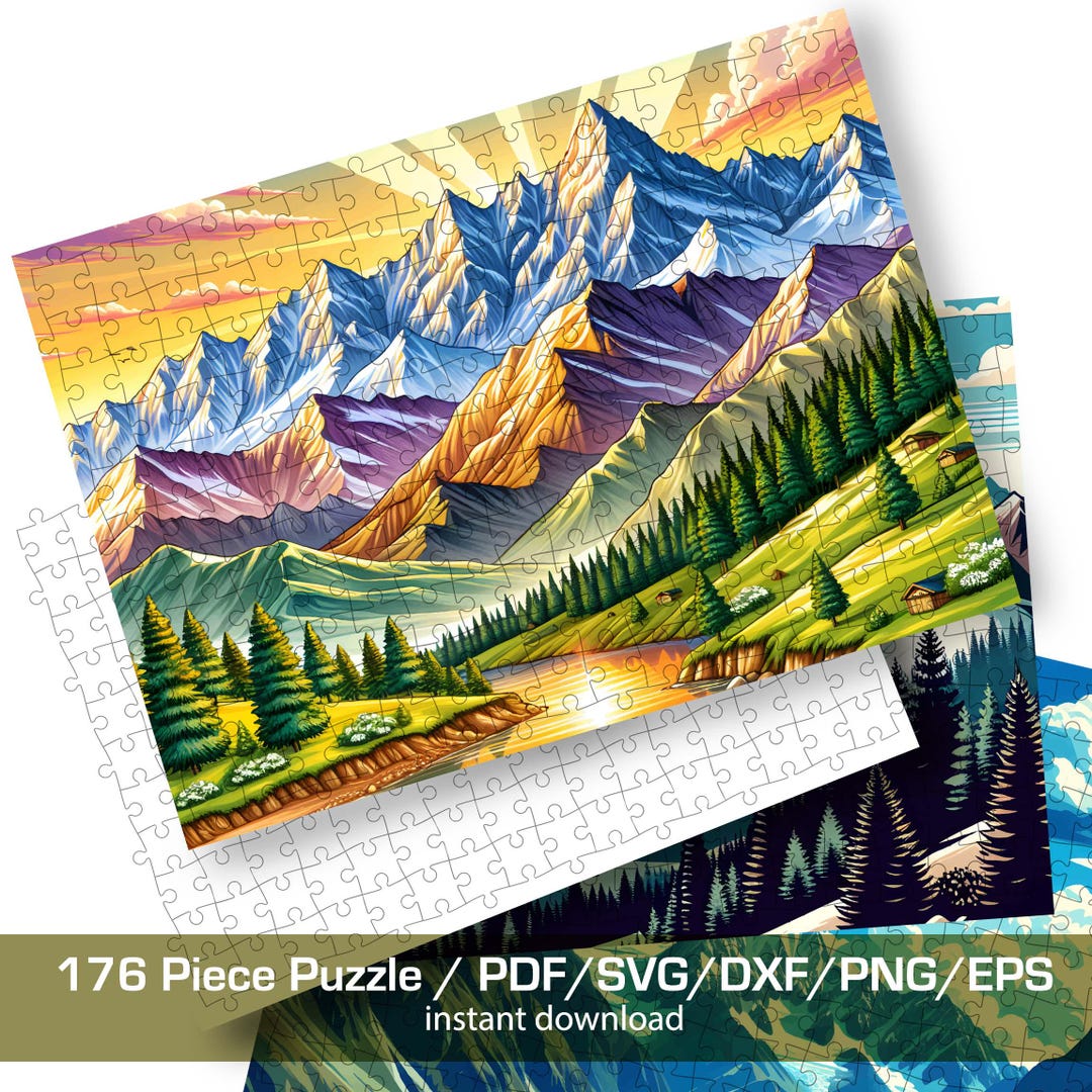 Puzzle Template, Laser Cut Puzzle Template 176 Pieces, Svg, Png, Dxf ...