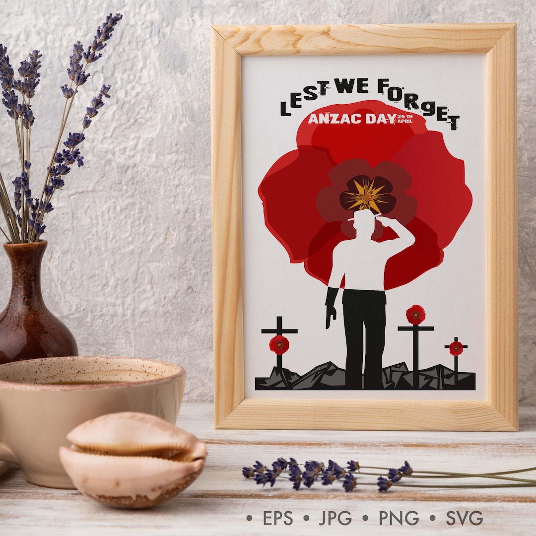 Poppy and Soldier Silhouette Digital Art, lest We Forget Anzac Day Art ...