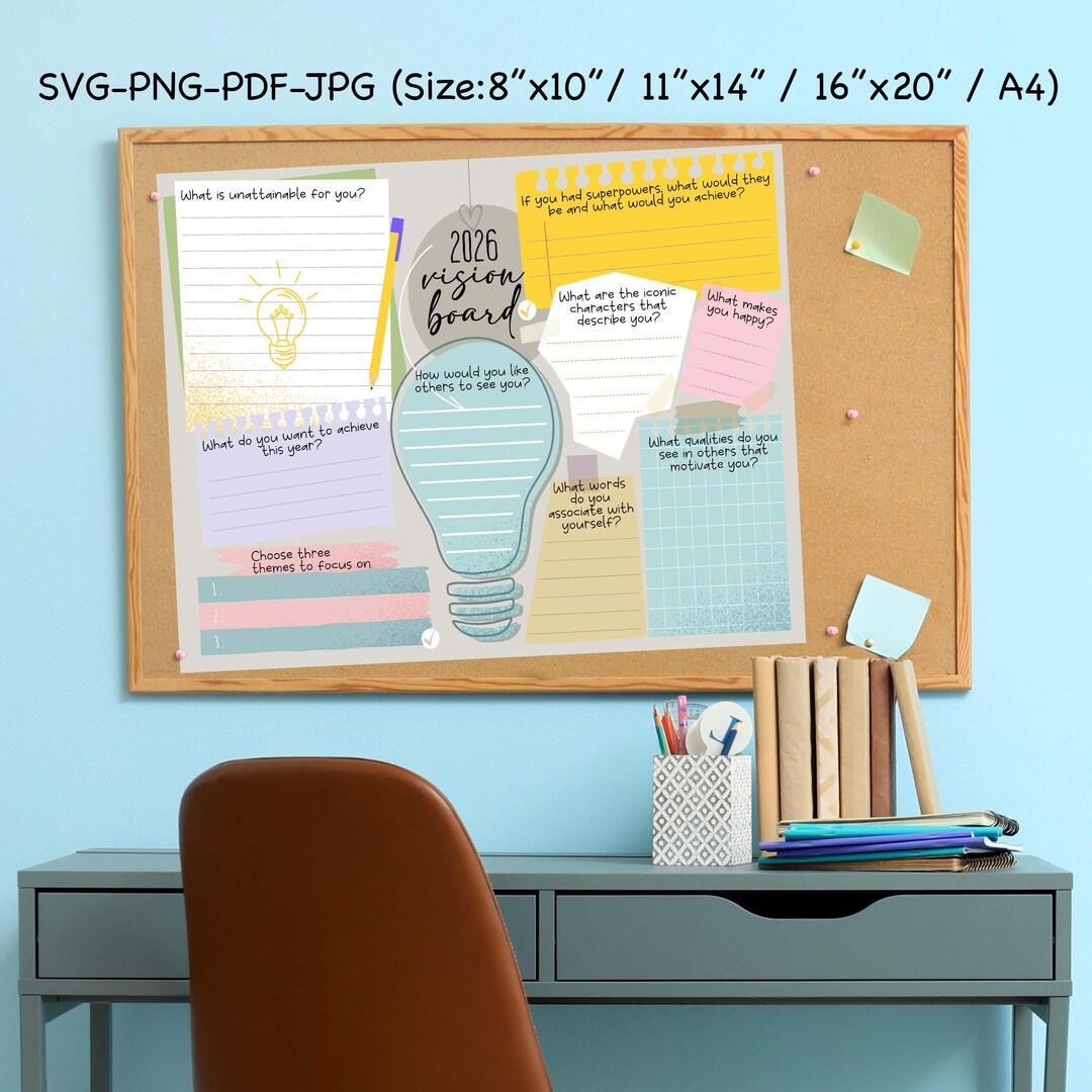 2026 Goal Planner & Vision Board for Students, Growth Mindset PDF ...