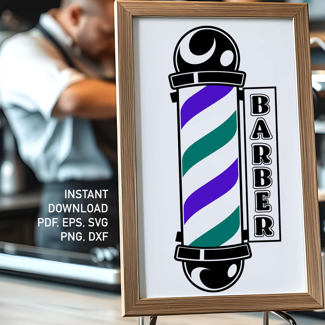 Barbershop Salon Logo, Barber Pole SVG, Barber Shop SVG, Barber Shop Pole Vector, Barbershop ...