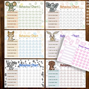 Animal Themed Weekly Behavior Charts, Home Behavior Chart, Printable ...