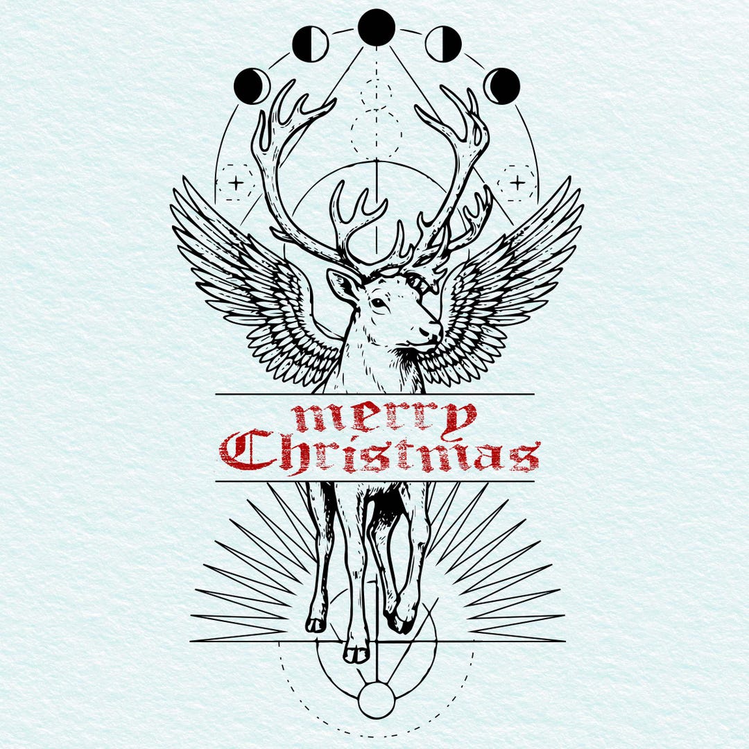 Gothic Winged Reindeer Christmas SVG, Dark Holiday Deer Design, Spooky ...