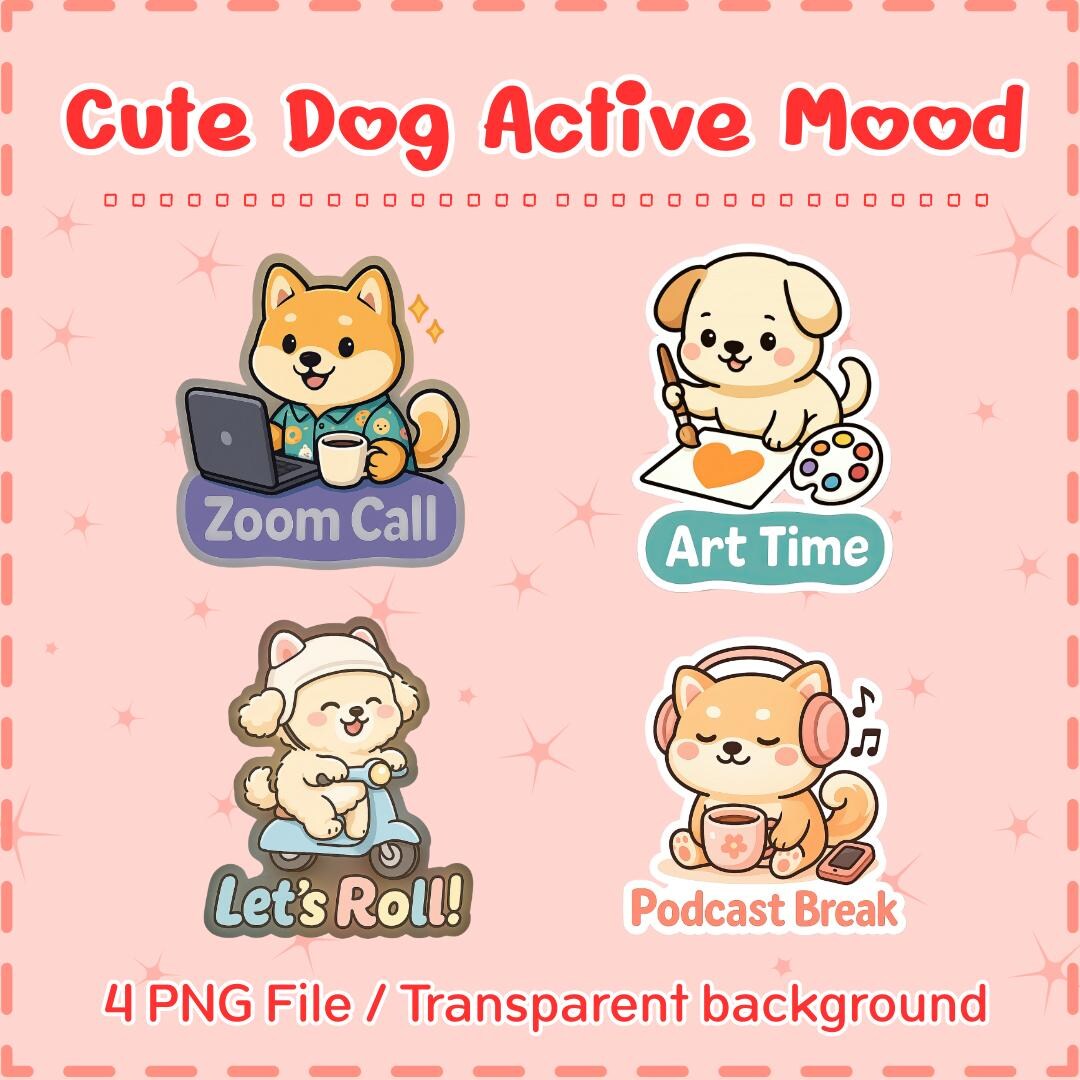 4 Images PNG Cute Dog Planner Stickers | Kawaii Dog Daily Routine ...