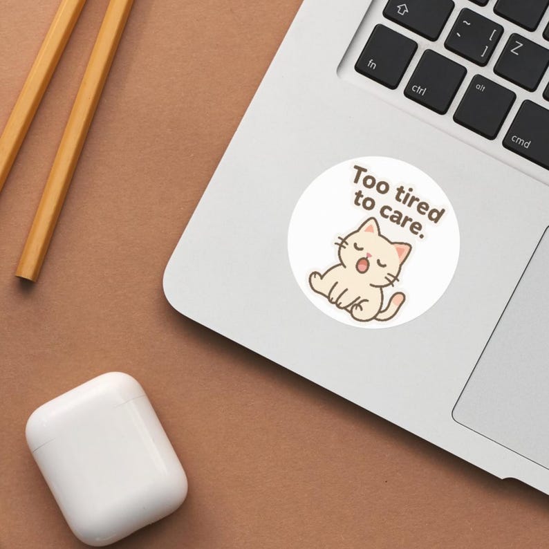 Kawaii Cat Mental Health Stickers | Lazy Affirmation Stickers | Self ...