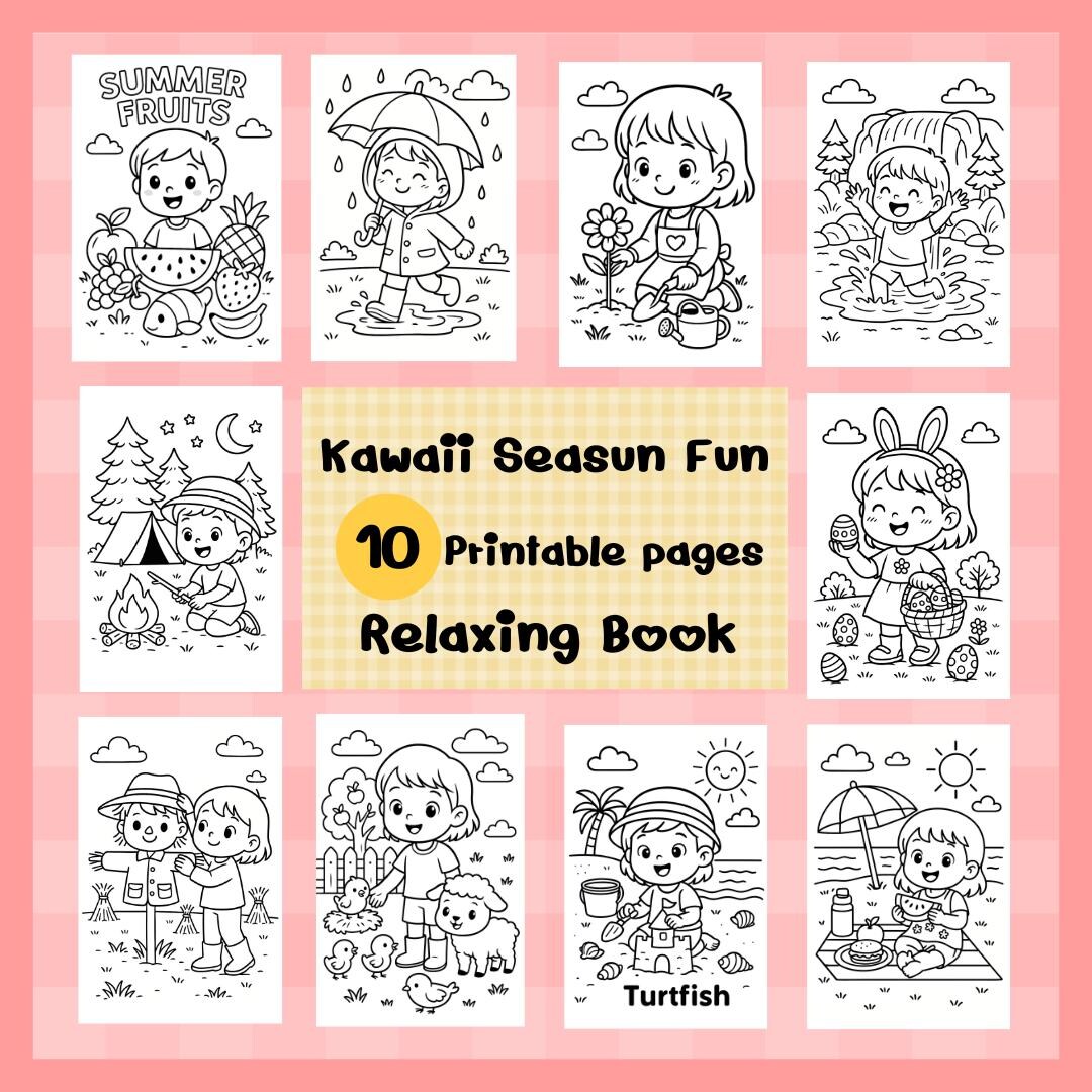 Summer Coloring Pages for Kids – Beach, Camping & Farm Scenes Printable ...