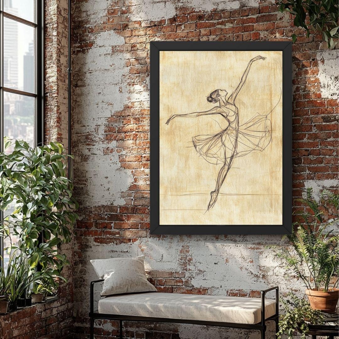 Dance Line Art Prints Set Minimalist Ballet and Couple Dance Wall Art ...