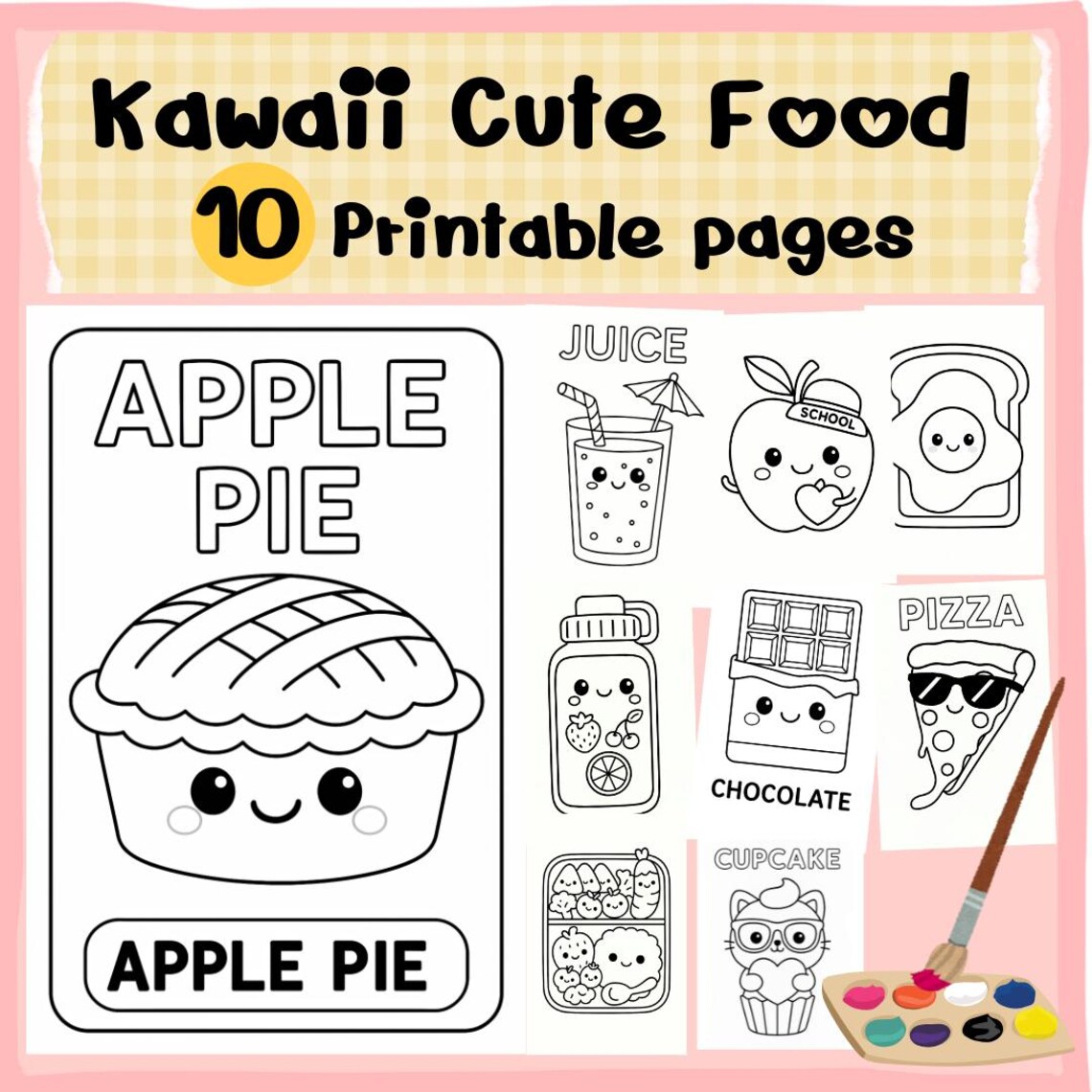 Kawaii Food Coloring Pages for Kids ,cute Snacks & Drinks Printable ...