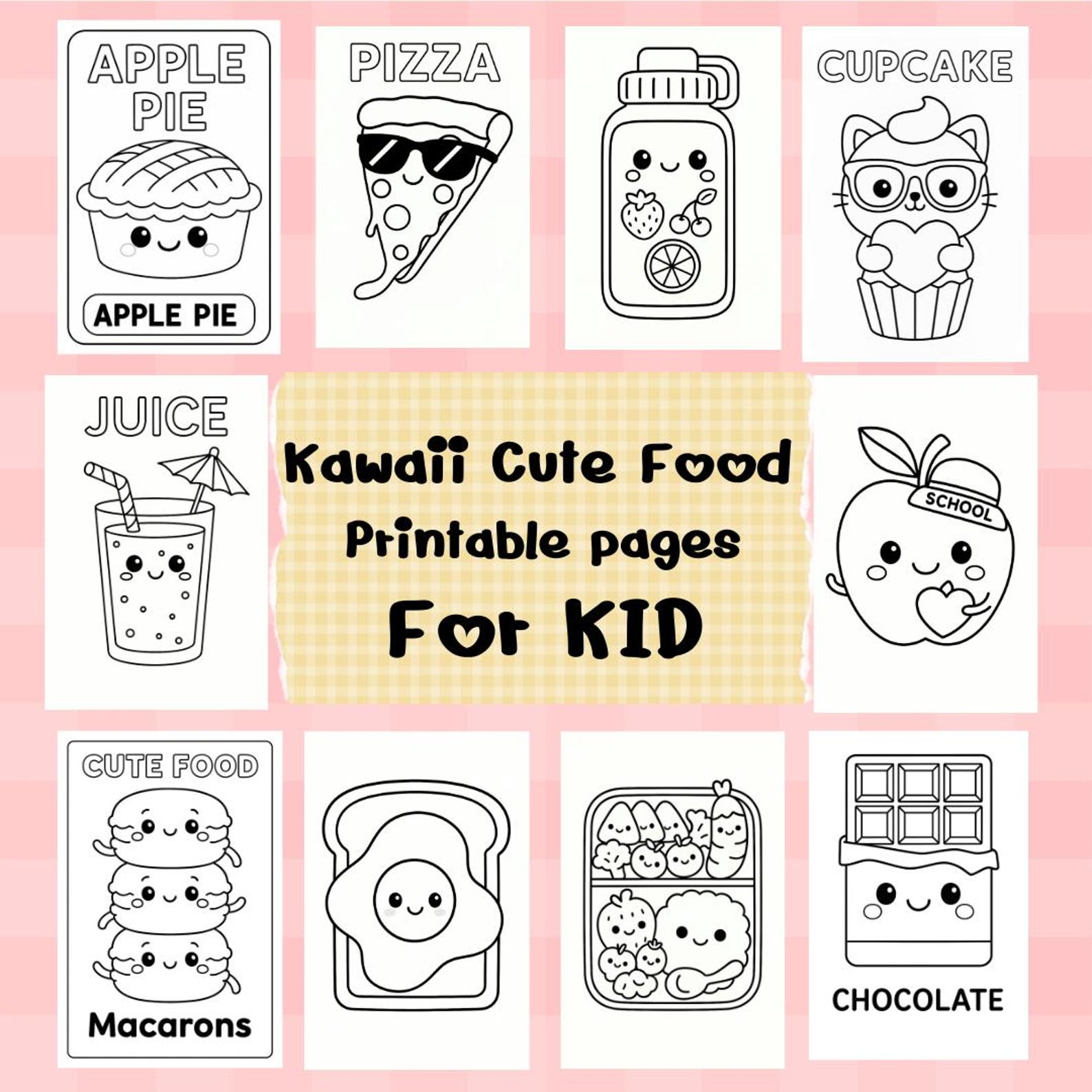 Kawaii Food Coloring Pages for Kids ,cute Snacks & Drinks Printable ...