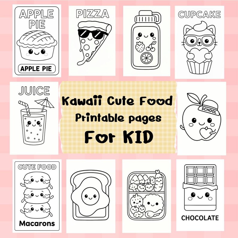 Kawaii Food Coloring Pages for Kids ,cute Snacks & Drinks Printable ...