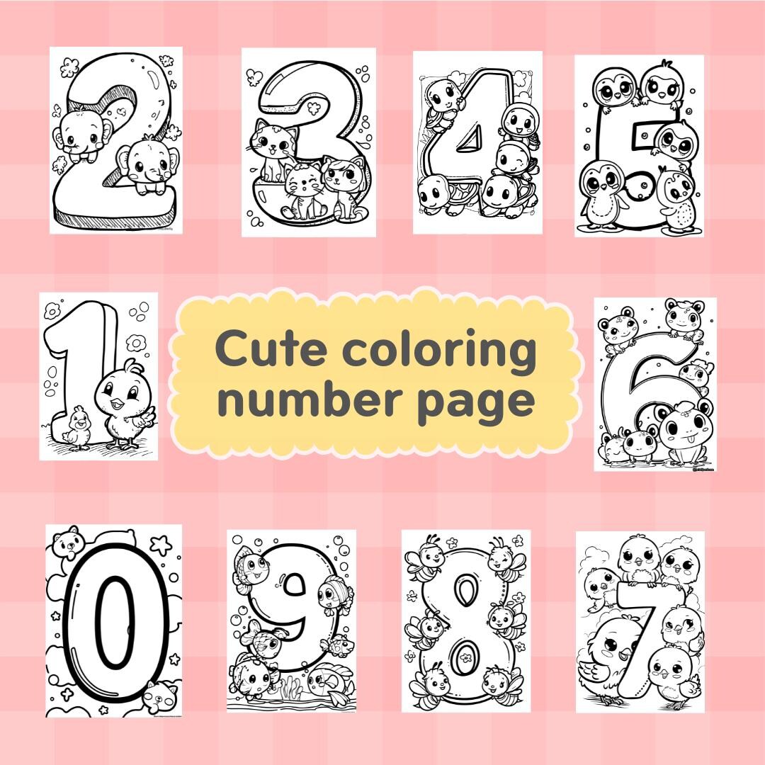 Cute Animal Number Coloring Pages for Kids | 1-9 Printable Counting ...