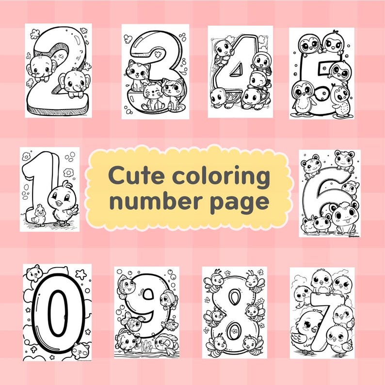Cute Animal Number Coloring Pages for Kids | 1-9 Printable Counting ...