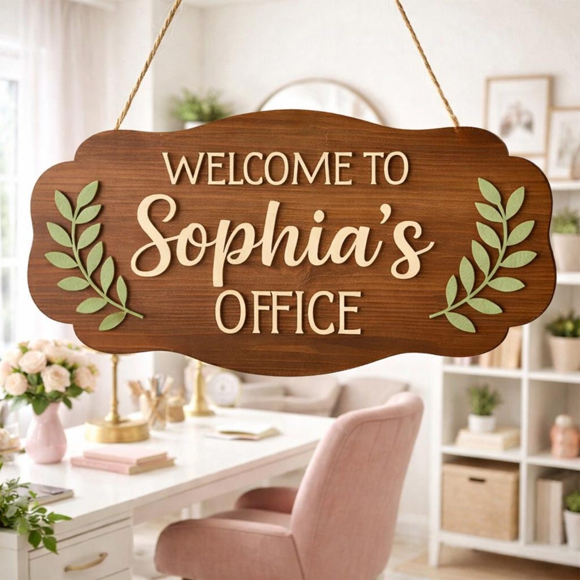 Personalized Office Door Sign, Custom Wooden Name Plaque, Welcome ...