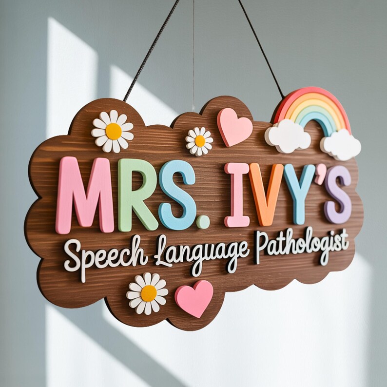 Custom Welcome to Speech 3D Wooden Door Sign, Speech Therapy Door Sign ...