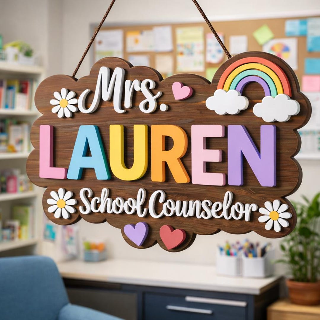 Personalized Guidance Counselor 3D Wooden Name Sign, School Counselor ...