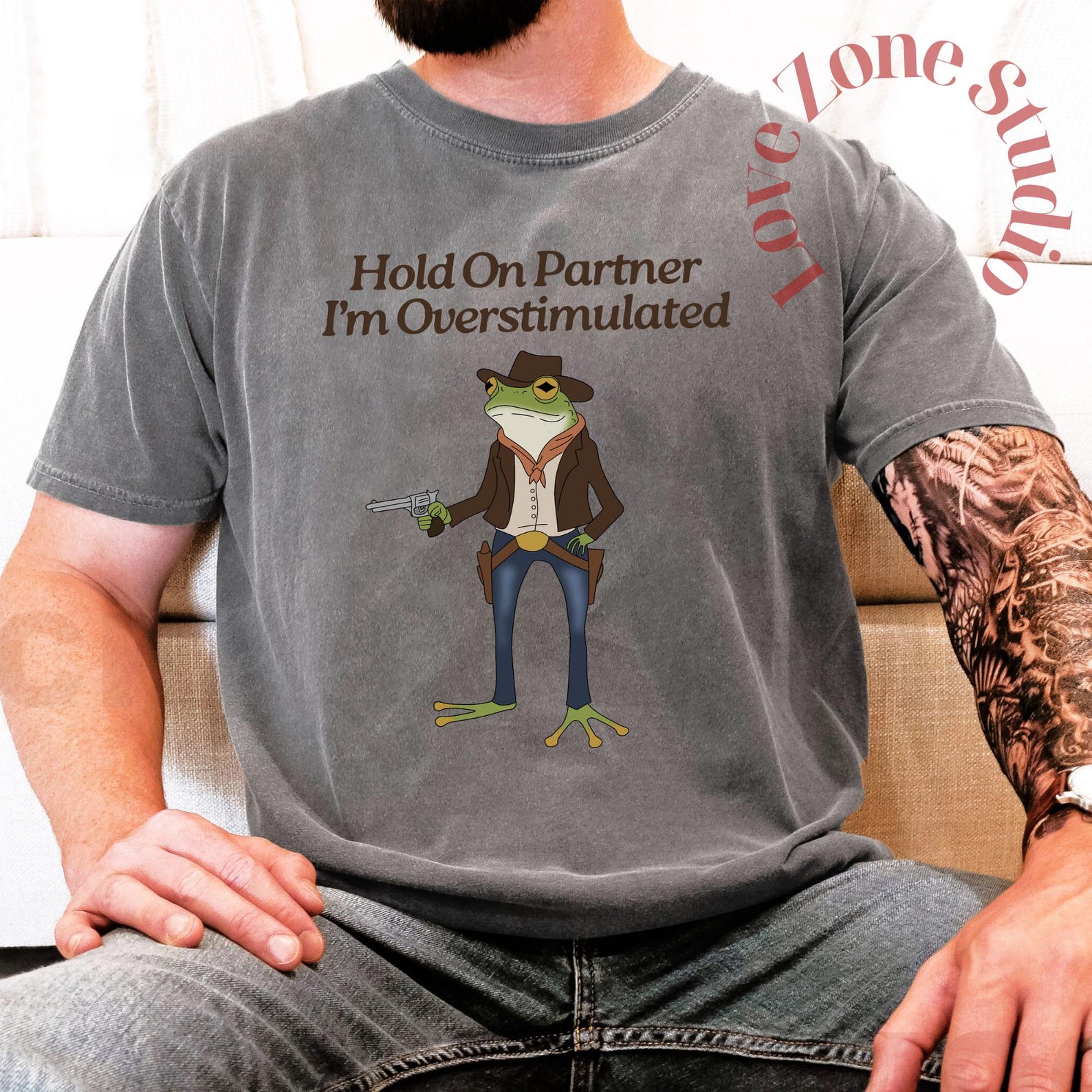 Hold on Partner I'm Overstimulated Funny Shirts,funny Frog, Meme Shirt ...