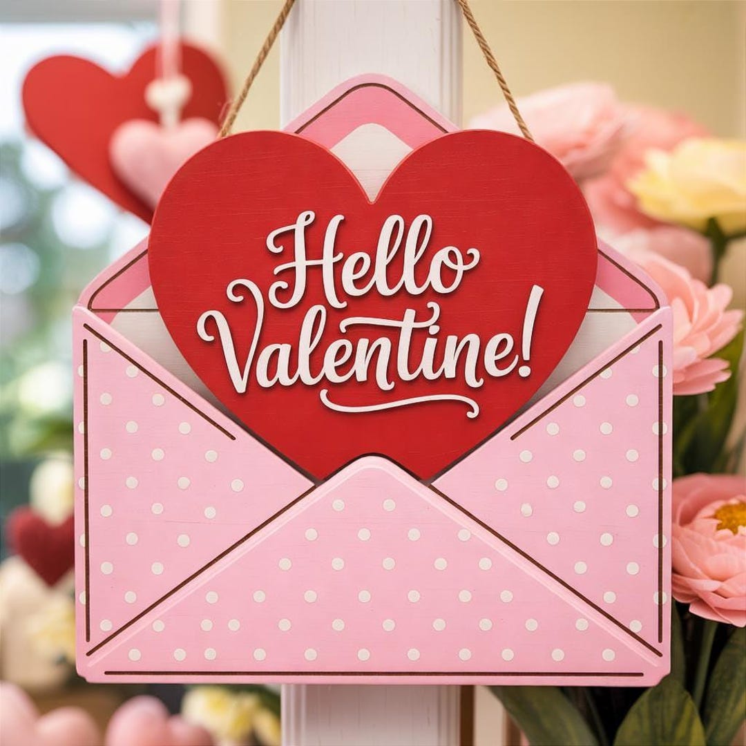 Valentines Welcome Wooden Door Sign, Romantic Welcome Door Hangers ...