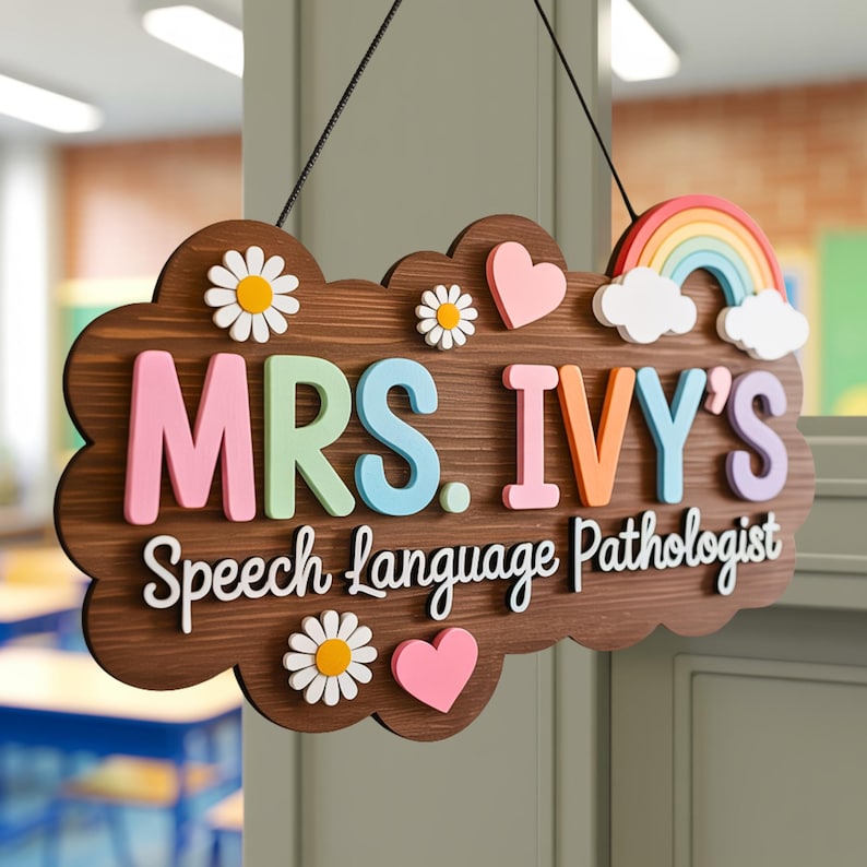 Custom Welcome to Speech 3D Wooden Door Sign, Speech Therapy Door Sign ...