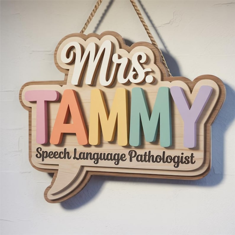 Personalized Speech Language Pathologist Wooden Door Sign, SLP Door ...