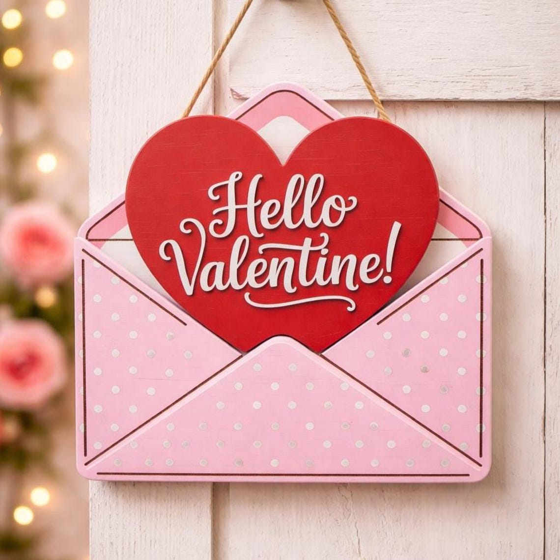 Valentines Welcome Wooden Door Sign, Romantic Welcome Door Hangers ...