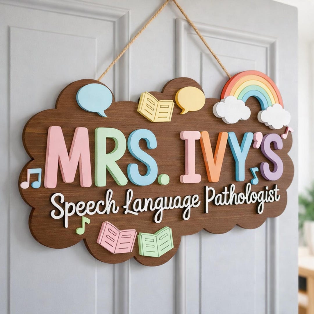 Custom Welcome to Speech 3D Wooden Door Sign, Speech Therapy Door Sign ...