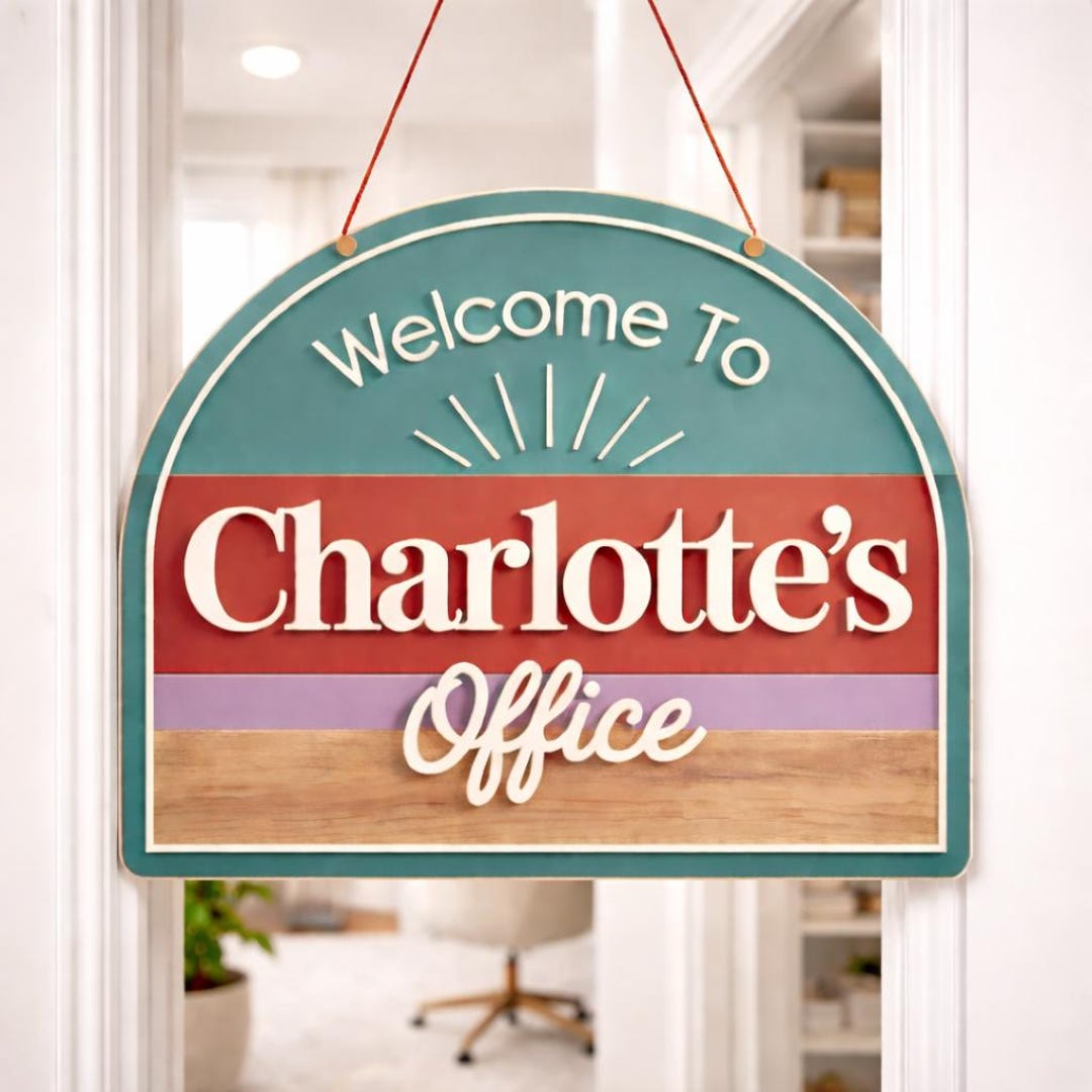 Personalized Office Door Sign, Custom Wooden Name Sign, Welcome Office ...
