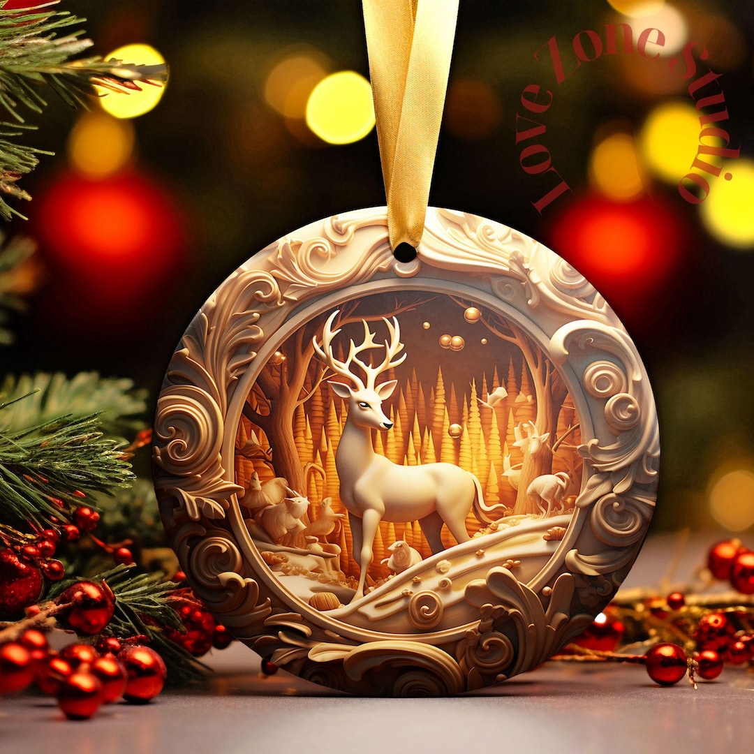 3D Effect Reindeer Christmas Ornaments, Christmas Deer Ornament ...