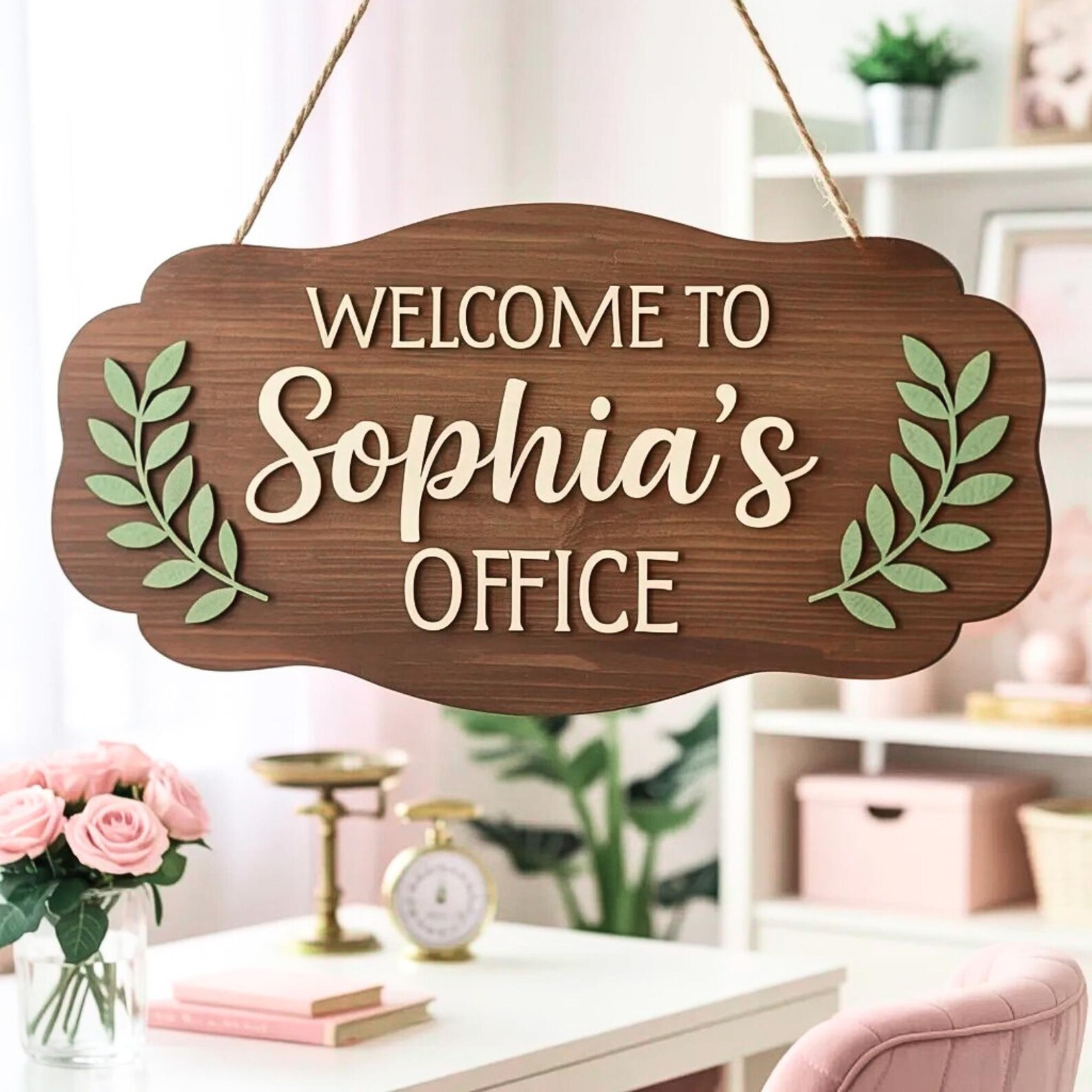 Personalized Office Door Sign, Custom Wooden Name Plaque, Welcome ...
