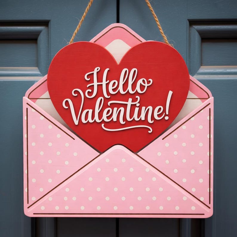 Valentines Welcome Wooden Door Sign, Romantic Welcome Door Hangers ...