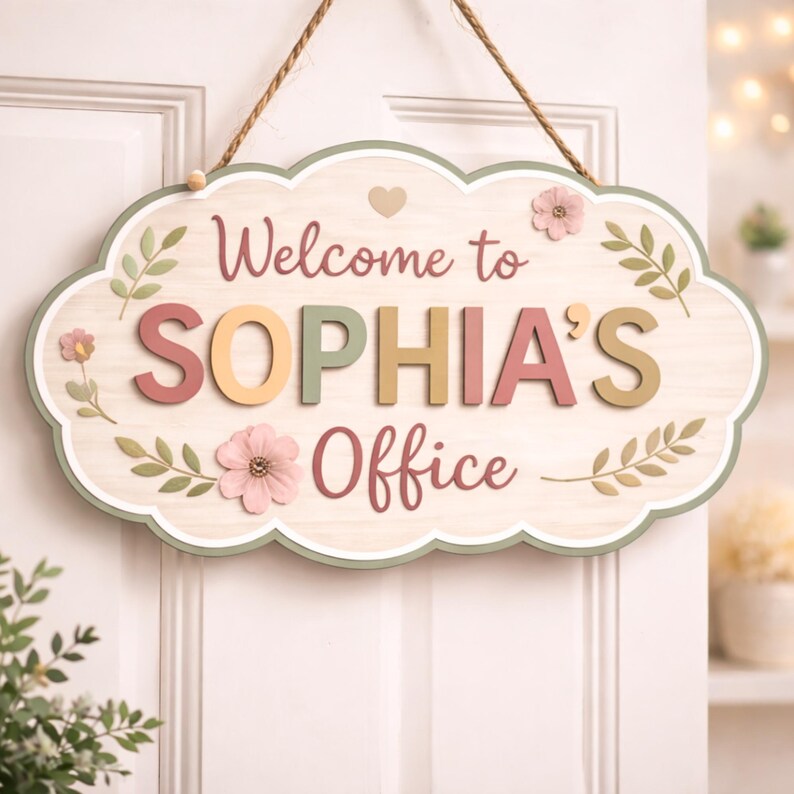 Personalized Office Door Sign, Custom Wooden Name Sign, Welcome Office ...
