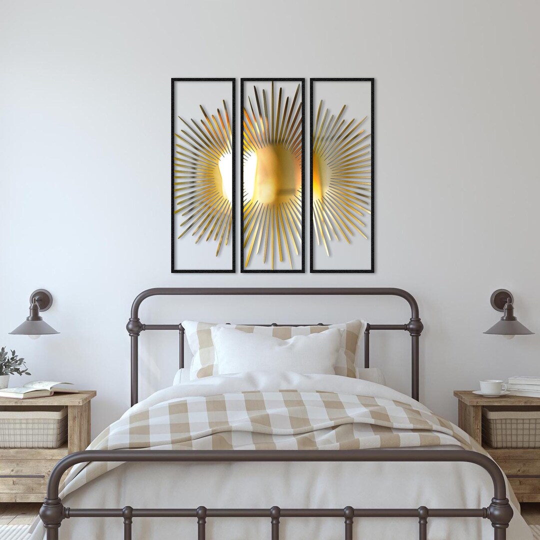 Set of 3 Sun Plexiglass and Metal Wall Decor, Sun Art, Sun Decor ...