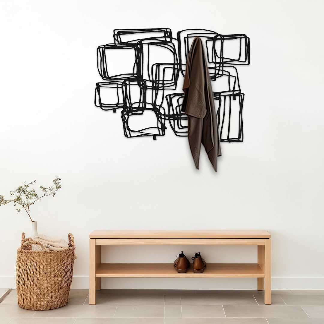Metal Wall Coat Rack, Abstract Metal Wall Decor,entryway Metal ...