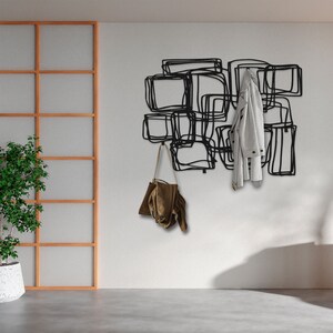 Metal Wall Coat Rack, Abstract Metal Wall Decor,entryway Metal ...