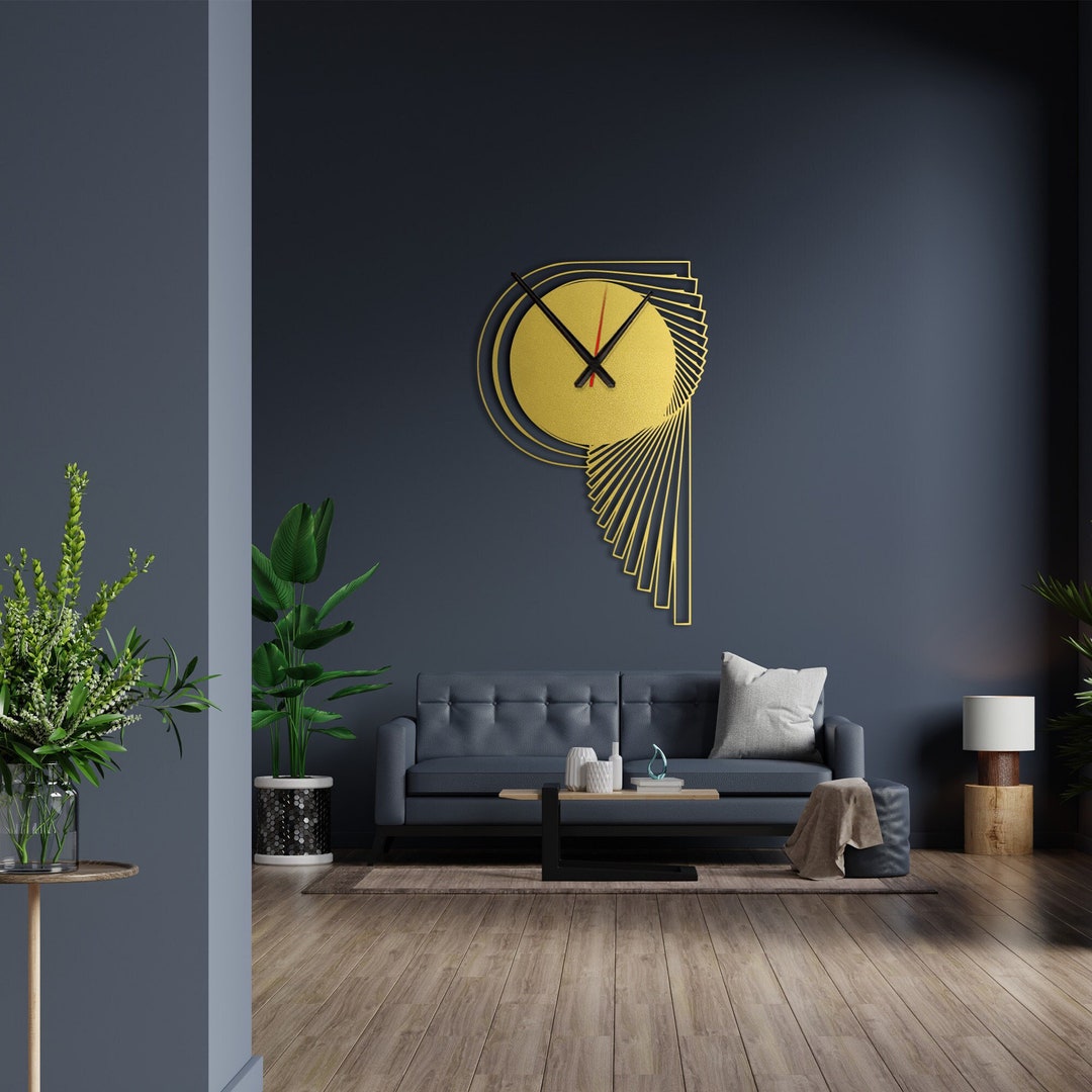 Gold Wing Metal Wall Clock, Extra Large Wall Clock, Abstract Modern ...