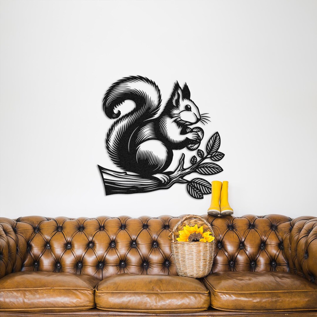 Greedy Squirrel Metal Wall Art, Squirrel Wall Decor for Living Room ...