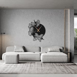 Azalea Flower Wall Clock, Large Metal Wall Clock, Silent Unique Wall Clock, Gold Clocks for Wall ...