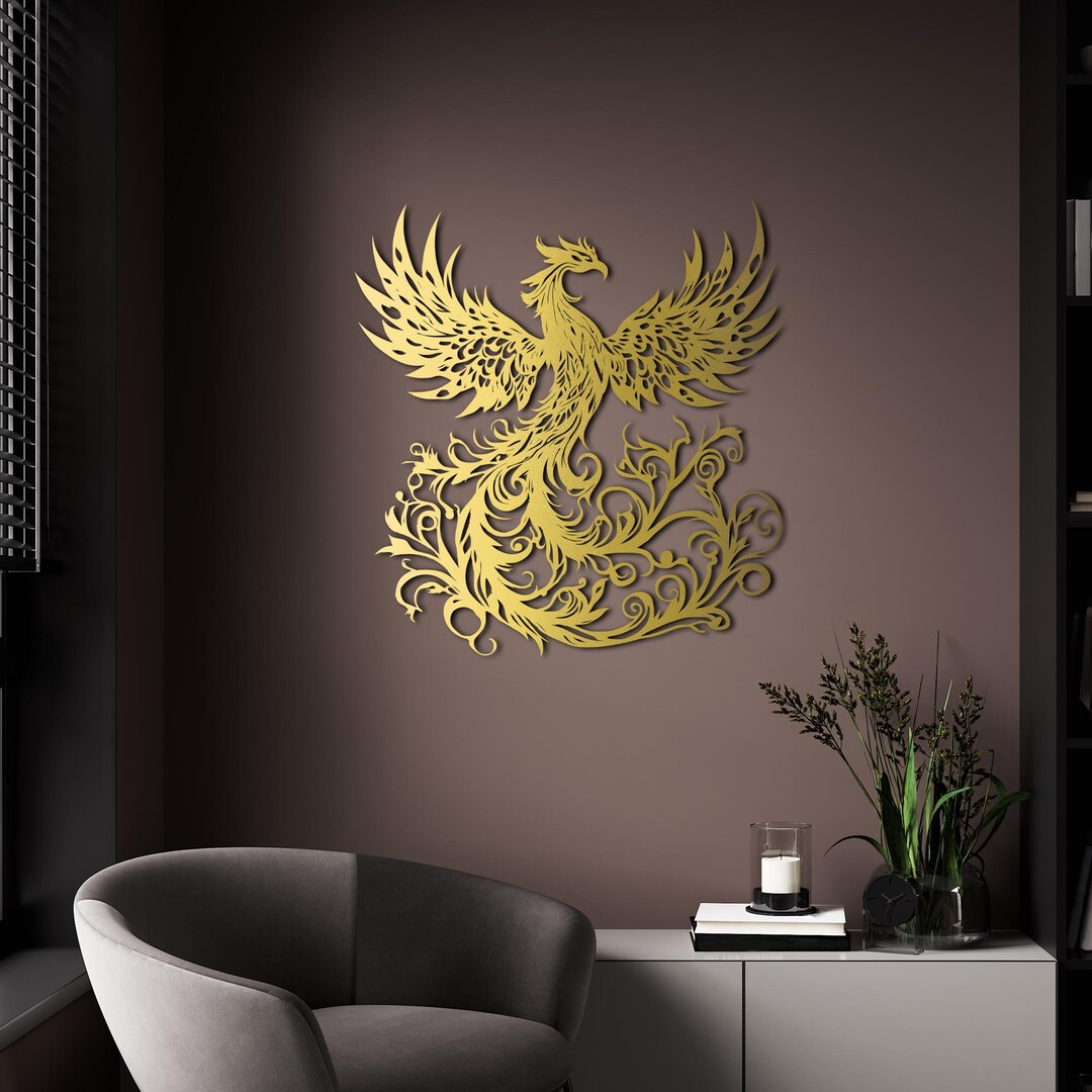 Gold Phoenix Metal Wall Decor,large Phoenix Wall Art,contemporary Wall ...