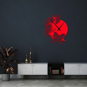 Azalea Flower Wall Clock, Large Metal Wall Clock, Silent Unique Wall Clock, Gold Clocks for Wall ...