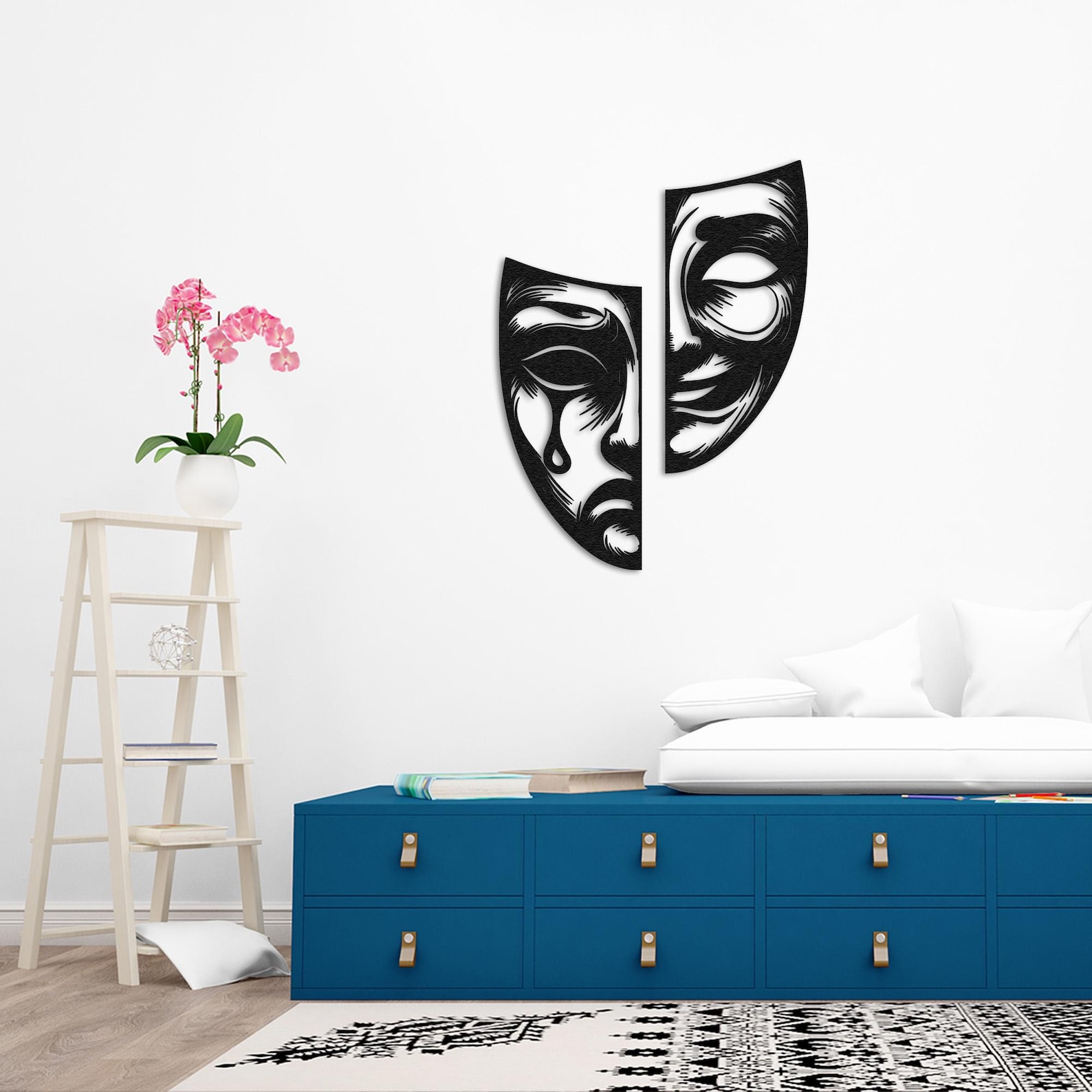 Comedy and Tragedy Theater Mask Metal Wall Art, Theater Gifts, Metal ...
