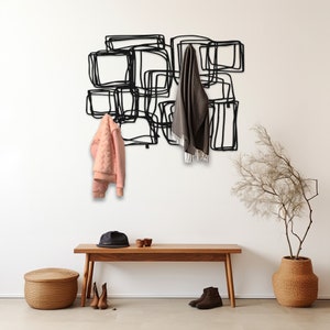 Metal Wall Coat Rack, Abstract Metal Wall Decor,entryway Metal ...