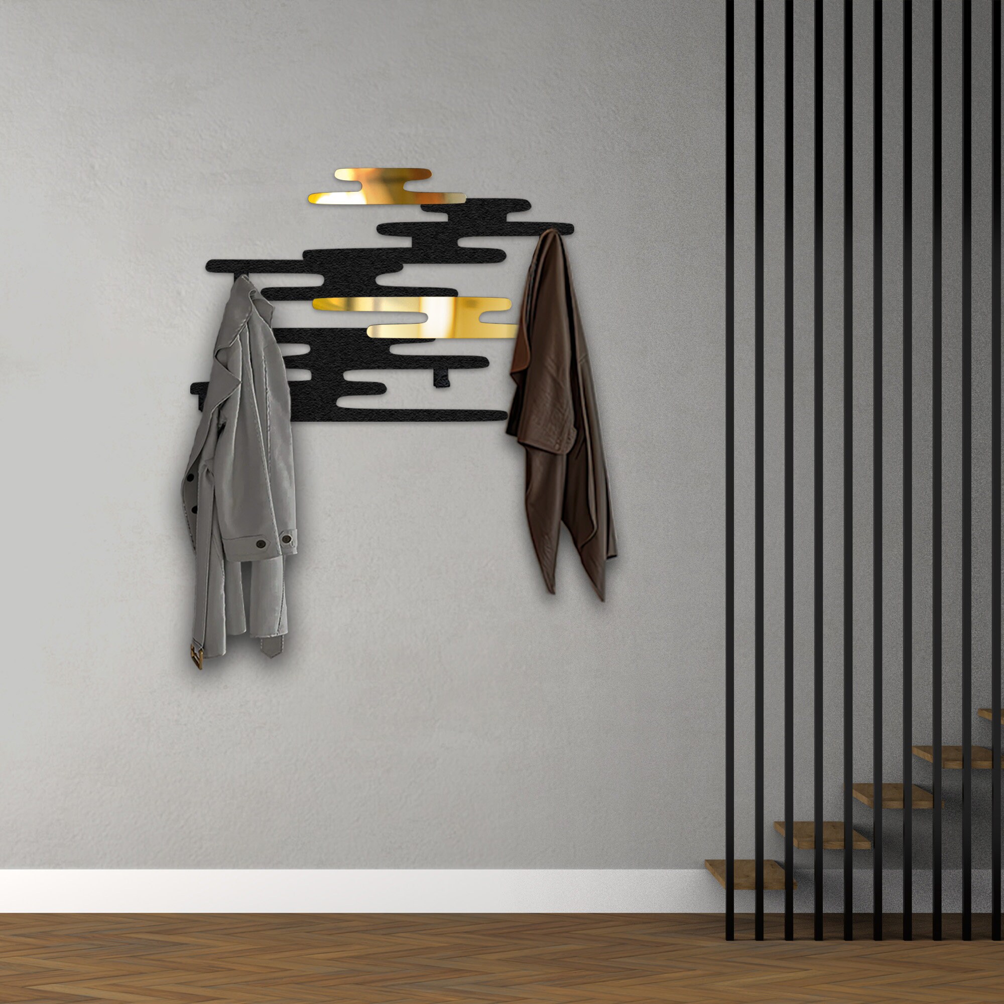 Modern Abstract Design Plexiglass and Metal Wall Hanger, Modern ...