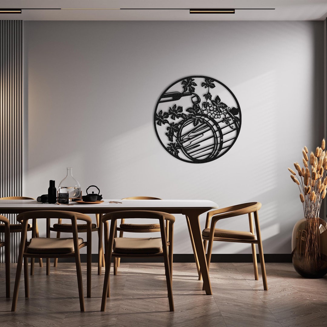 Wine Barrel and Grapes Themed Metal Wall Art Decor,wine Wall Hanging ...