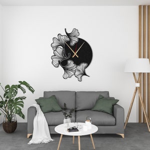 Azalea Flower Wall Clock, Large Metal Wall Clock, Silent Unique Wall Clock, Gold Clocks for Wall ...