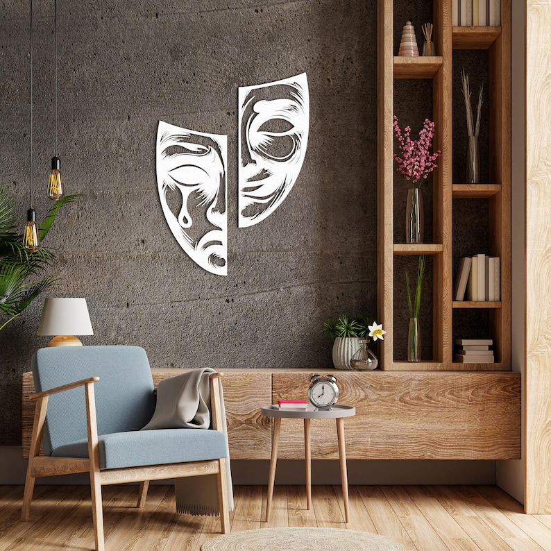 Comedy and Tragedy Theater Mask Metal Wall Art, Theater Gifts, Metal ...