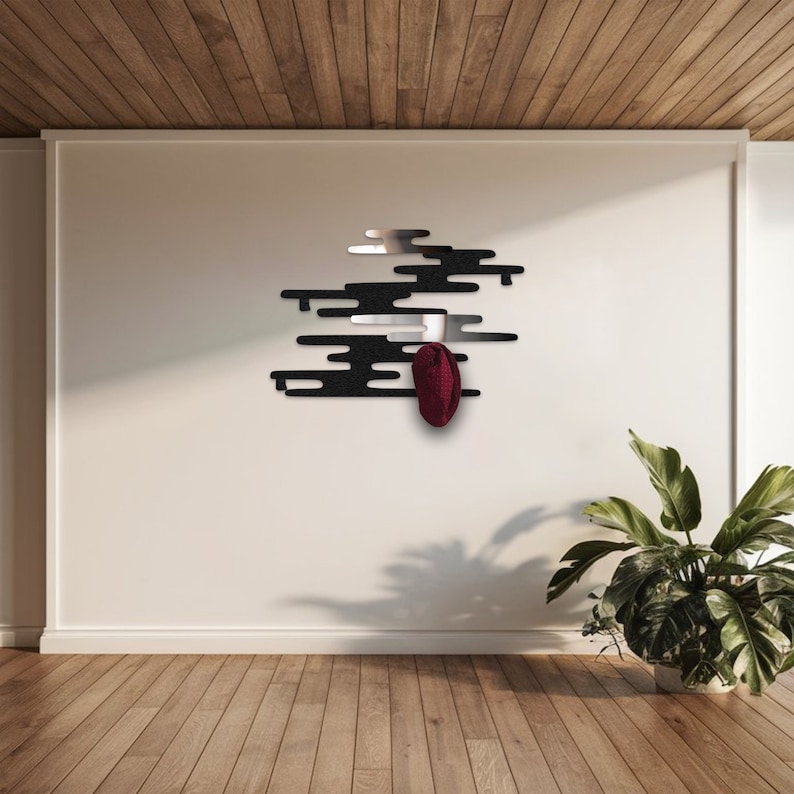 Modern Abstract Design Plexiglass and Metal Wall Hanger, Modern ...